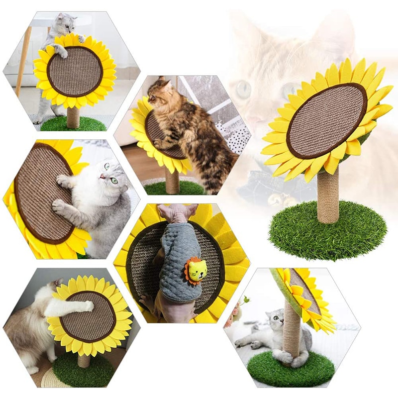 Sunflower Cat Tree Cats Scratching Board Claw Grinder Toys Post With